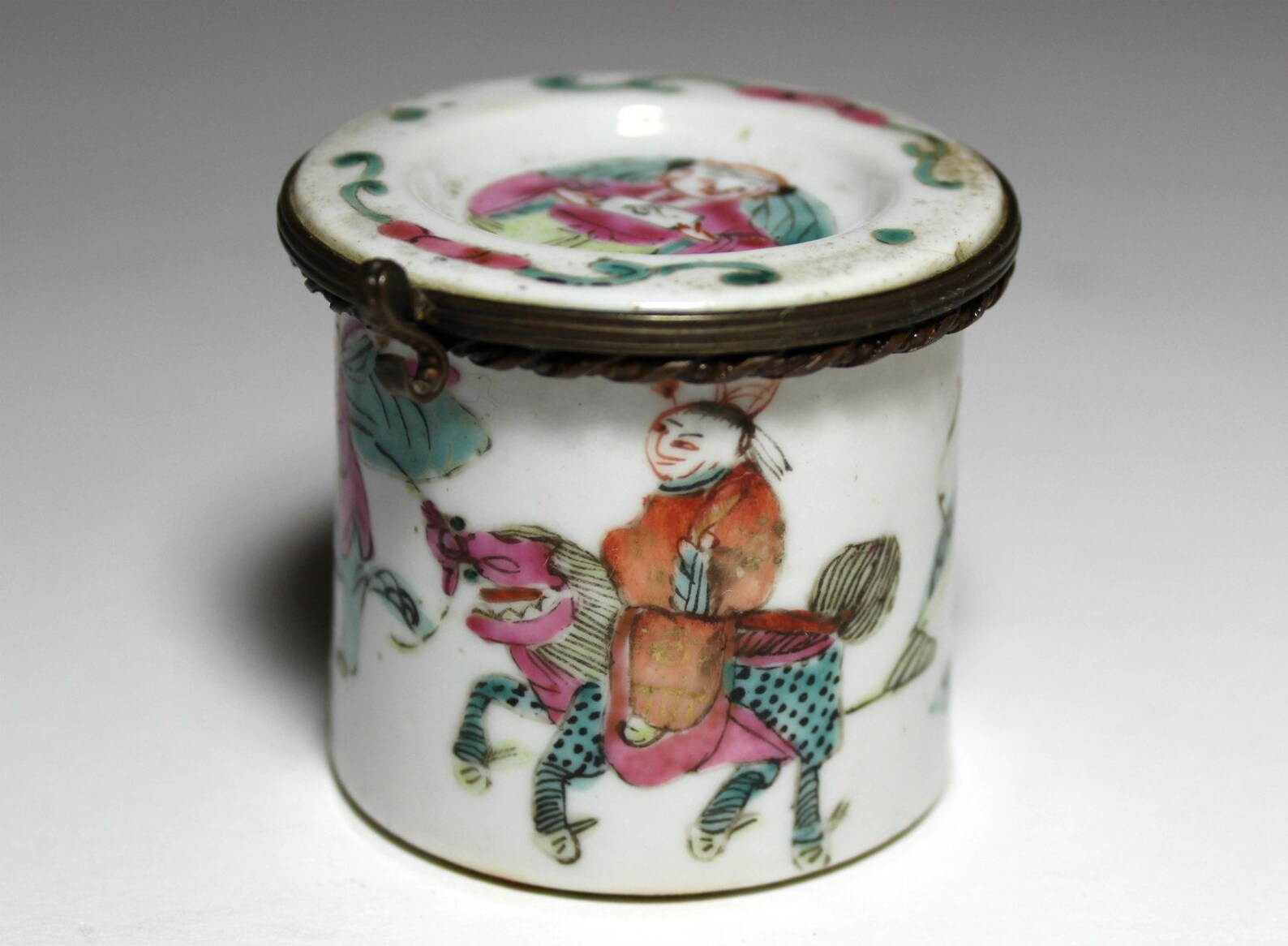 Antique CHINESE Snuff Box Trinket Box Famille Rose Bronze - Etsy