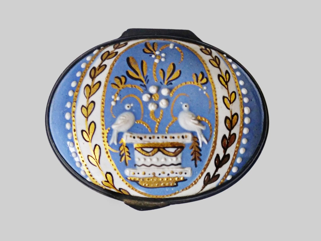 Antique Bilston English Enamel Patch Box Ca 1790 Original Mirror - Etsy
