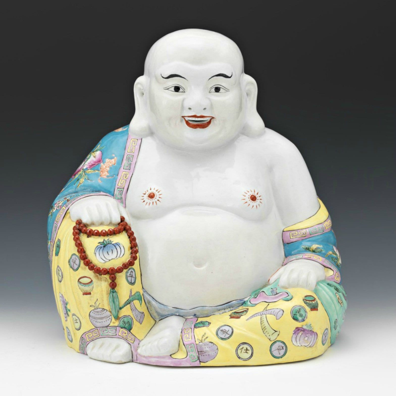 Chinese Porcelain Color Sitting Happy Buddha 14 1/2'' | Etsy
