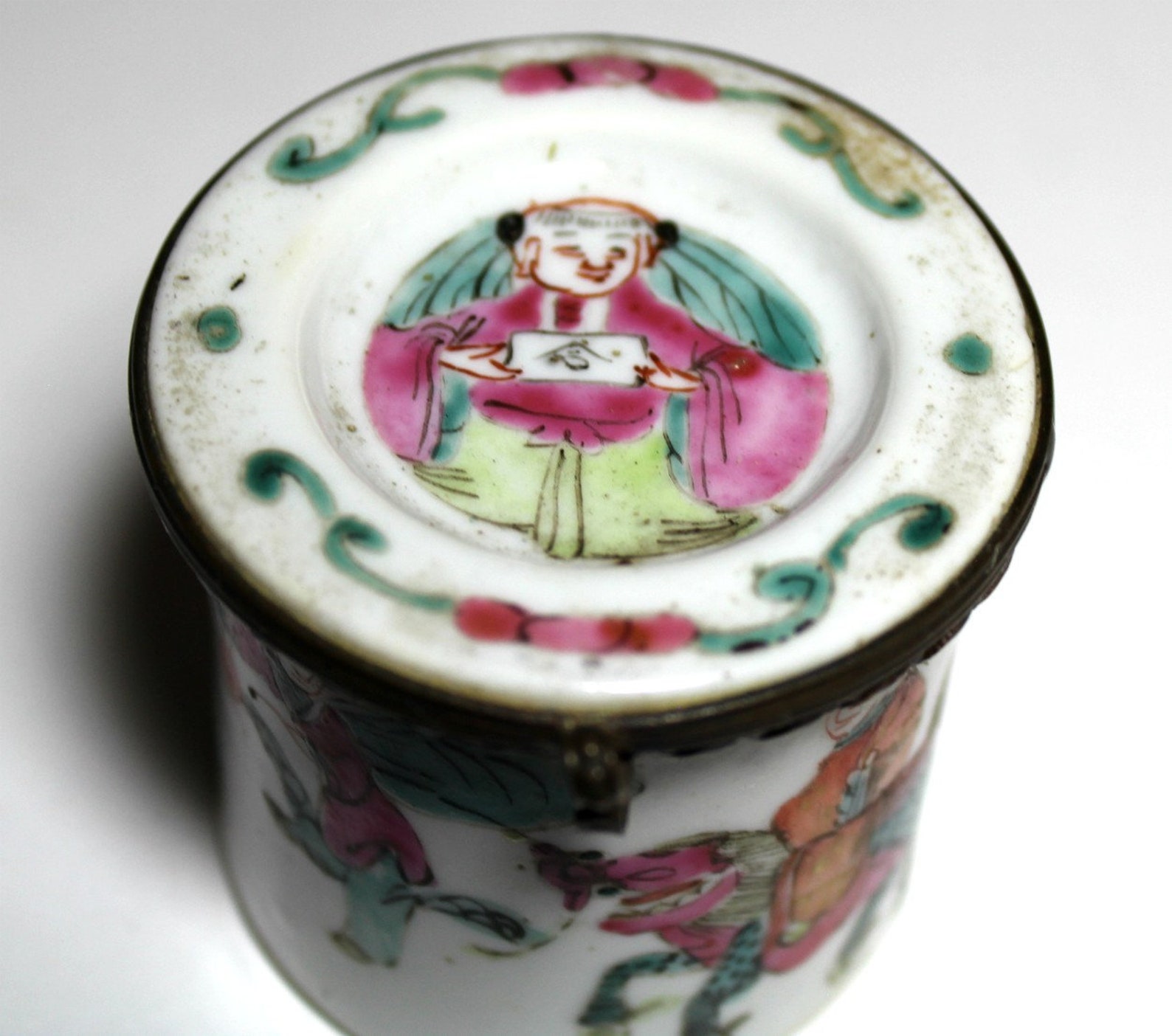 Antique CHINESE Snuff Box Trinket Box Famille Rose Bronze - Etsy