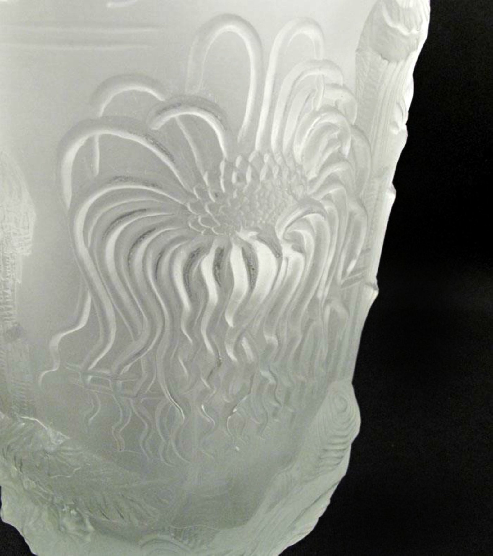 Frosted Crystal Glass Sea Life Vase Josef Inwald Barolac Large 11''H X ...