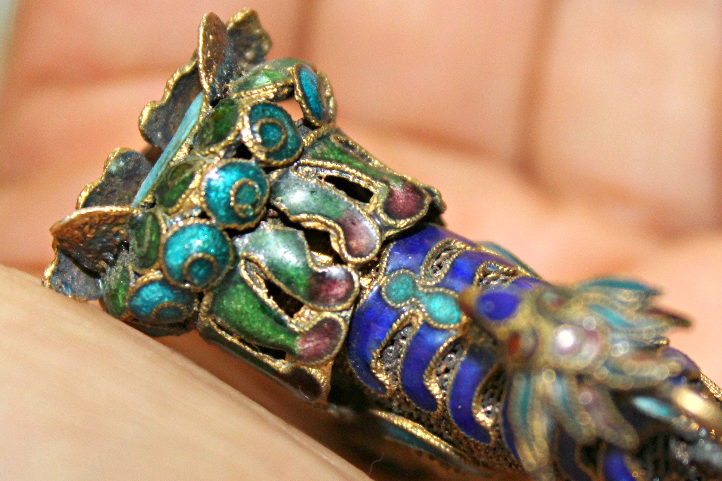 Old Chinese Guardian Lion Foo Dog Amulet Pendant Enamel on | Etsy