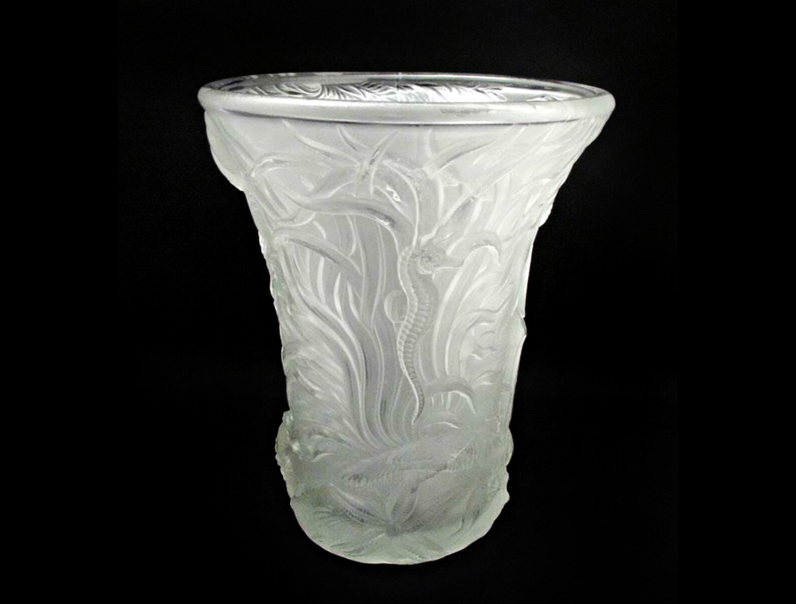 Frosted Crystal Glass Sea Life Vase Josef Inwald Barolac Large 11''H X ...