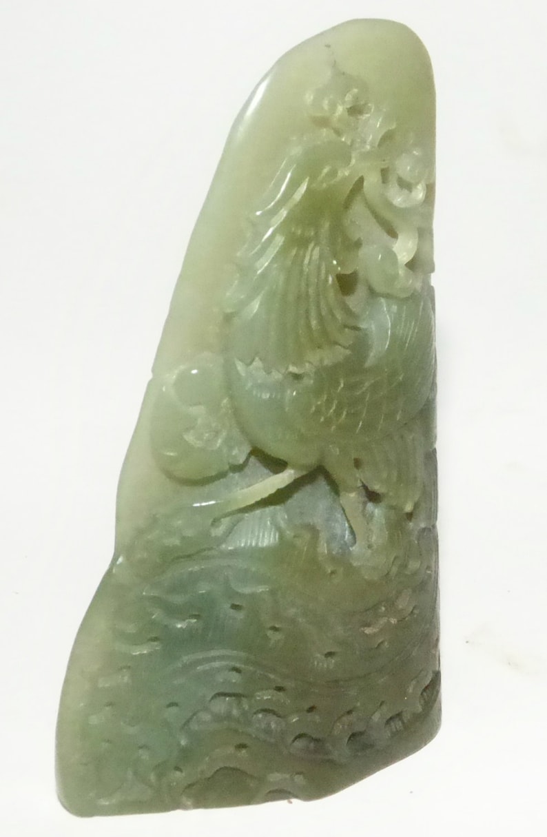 Antique Carved Chinese Green Jade 'phoenix' Boulder Statue Qianlong ...