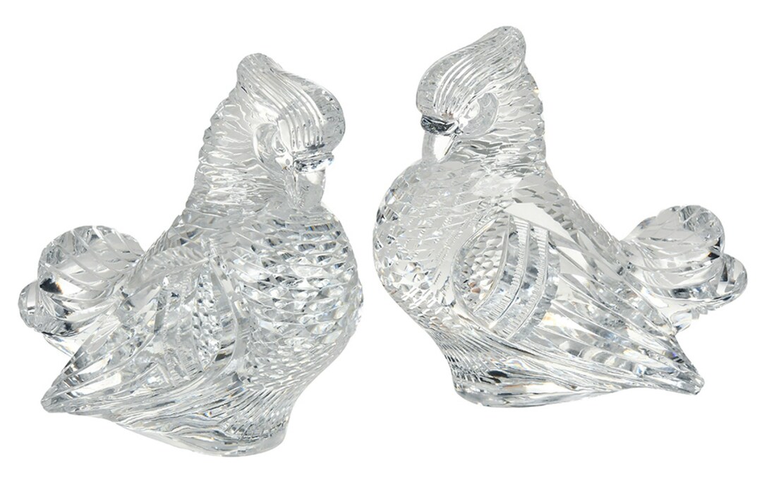 Steuben Love Birds Hand Cut Glass Figurines Pigeon Birds Pair RARE 7 ...
