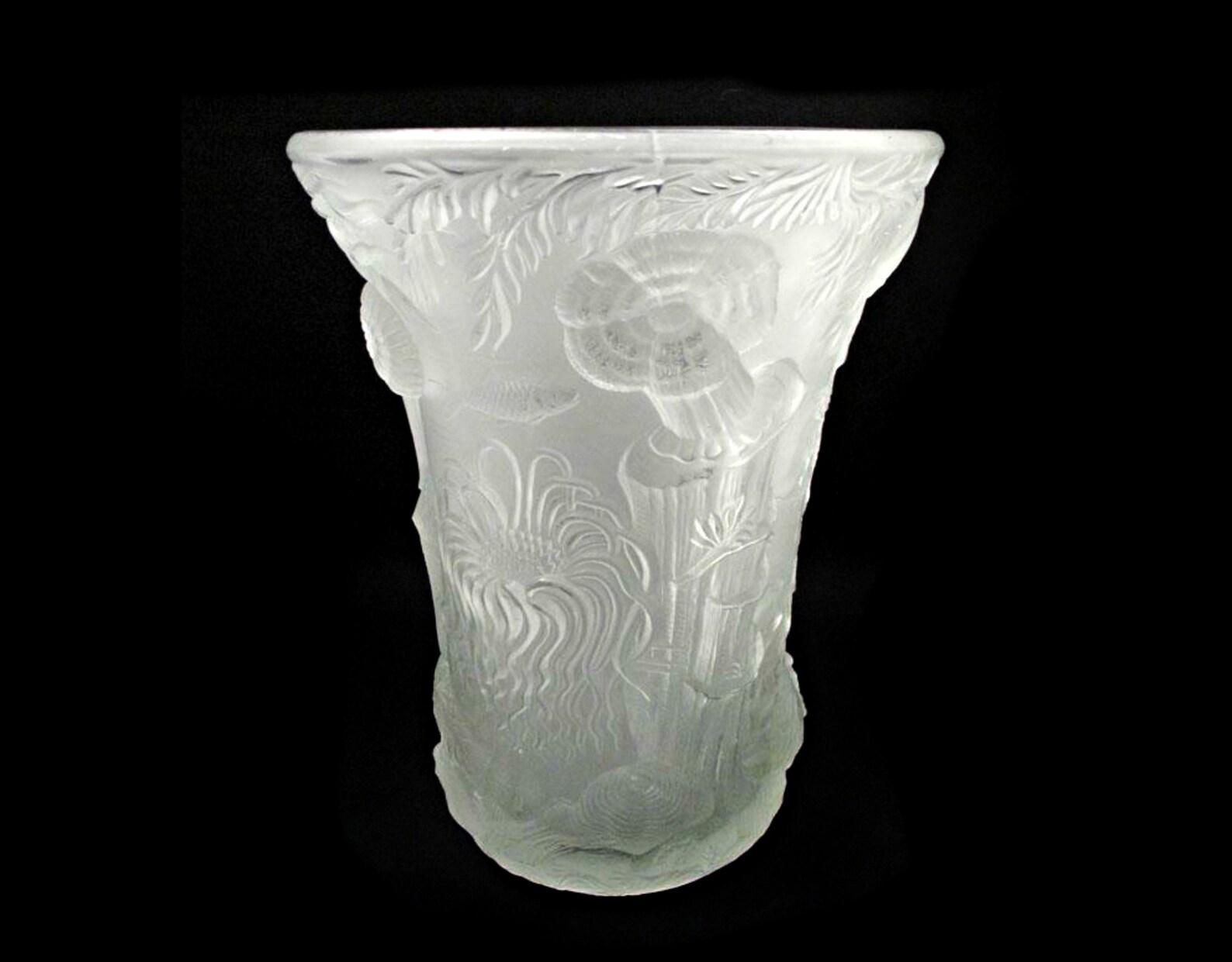 Frosted Crystal Glass Sea Life Vase Josef Inwald Barolac Large 11''H X ...
