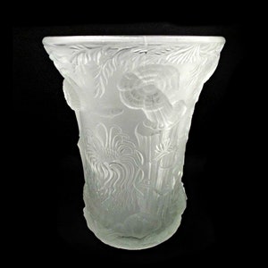 Frosted Crystal Glass Sea Life Vase Josef Inwald Barolac Large 11''H X ...