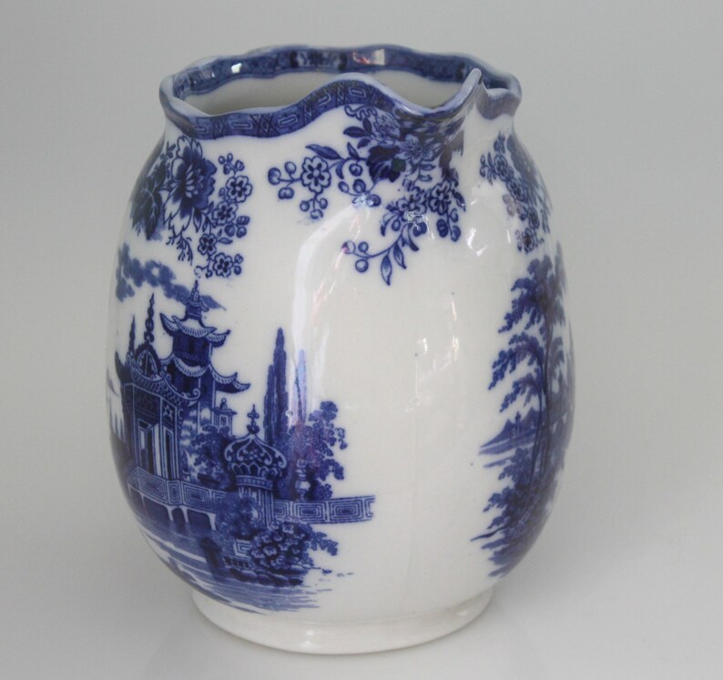 Antique Transfer Blue Pitcher Royal Doulton England - Etsy