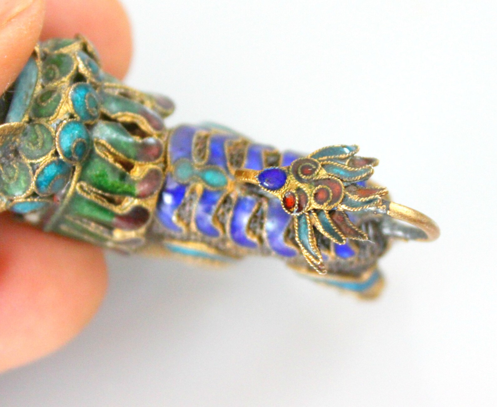 Old Chinese Guardian Lion Foo Dog Amulet Pendant Enamel on | Etsy