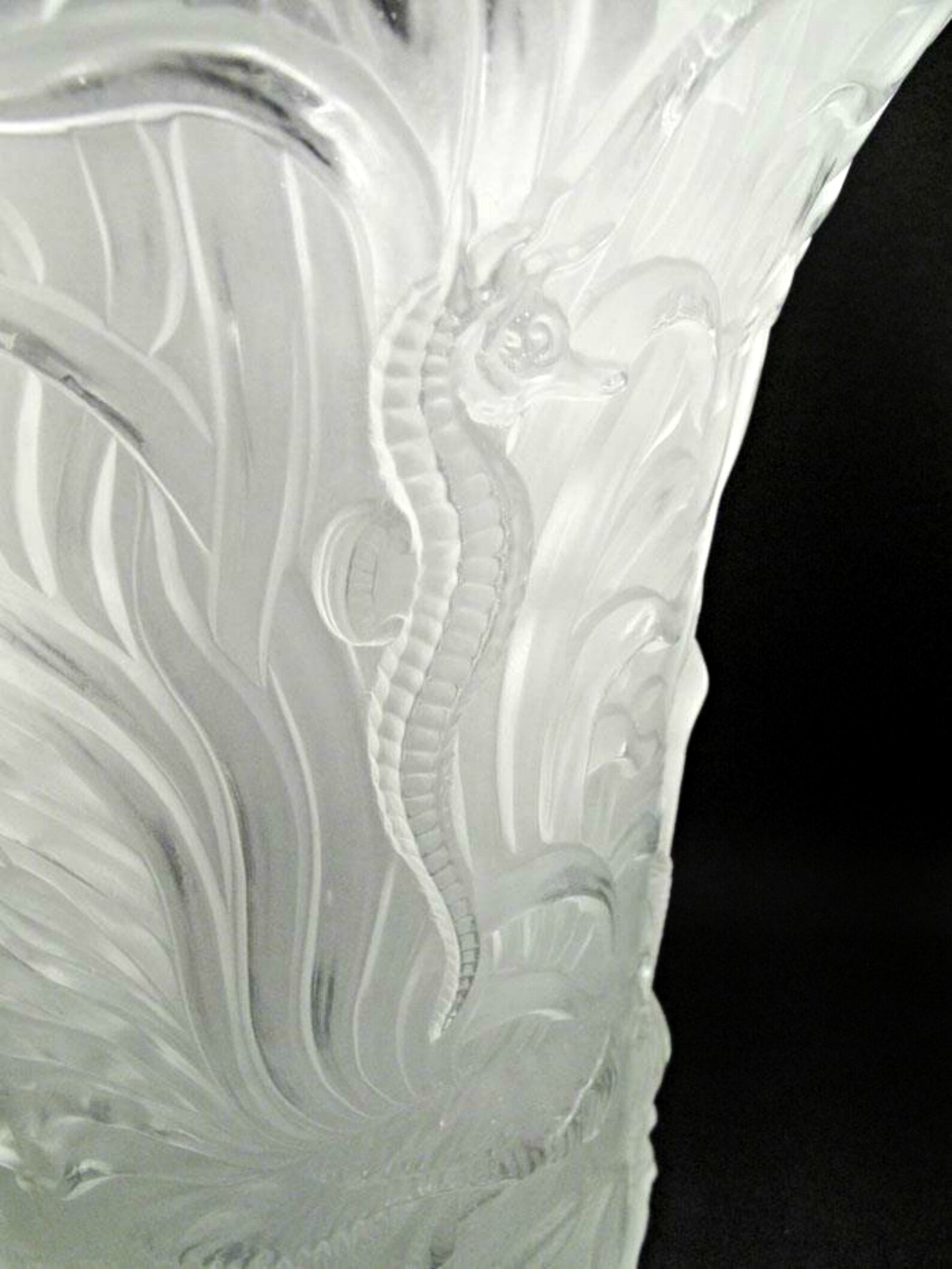 Frosted Crystal Glass Sea Life Vase Josef Inwald Barolac Large 11''H X ...