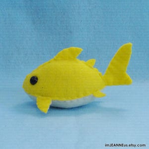 Lemon Shark Plush MADE TO ORDER Cute Yellow Shark, Kawaii Fruit Fish ...
