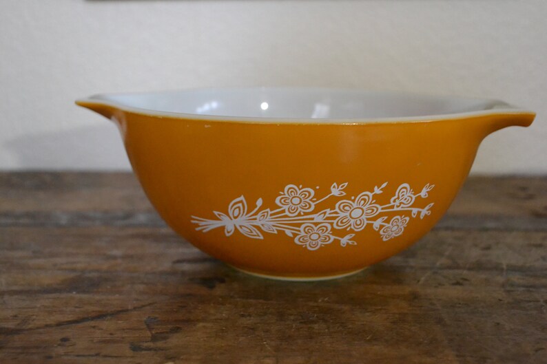 Butterfly Gold Bouquet Vintage Pyrex Cinderella Mixing Bowl 441 442 443 ...