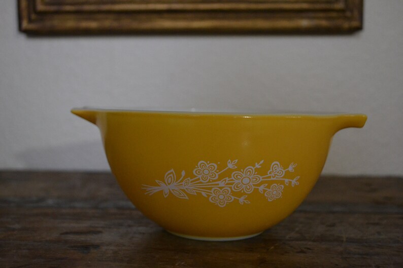Butterfly Gold Bouquet Vintage Pyrex Cinderella Mixing Bowl 441 442 443 ...