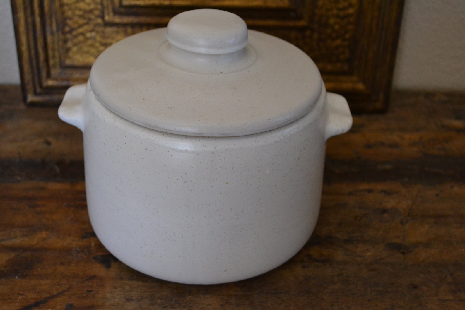 West Bend Stoneware Bean Pot With Lid Crock Cookie Jar 2 - Etsy