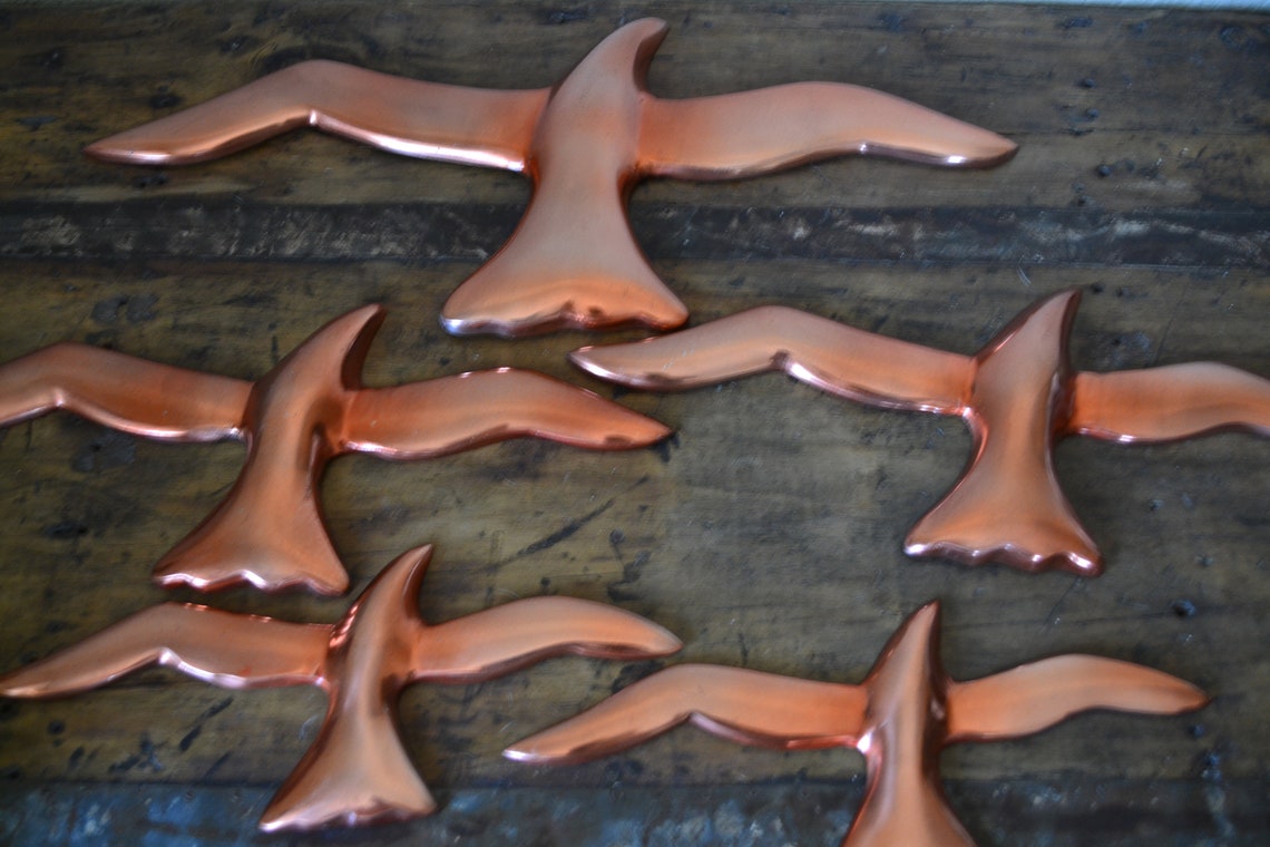 Metal Seagulls Wall Decor Hangings Set of 5 - Etsy