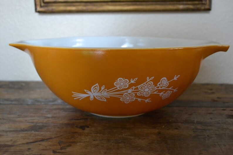 Butterfly Gold Bouquet Vintage Pyrex Cinderella Mixing Bowl 441 442 443 ...