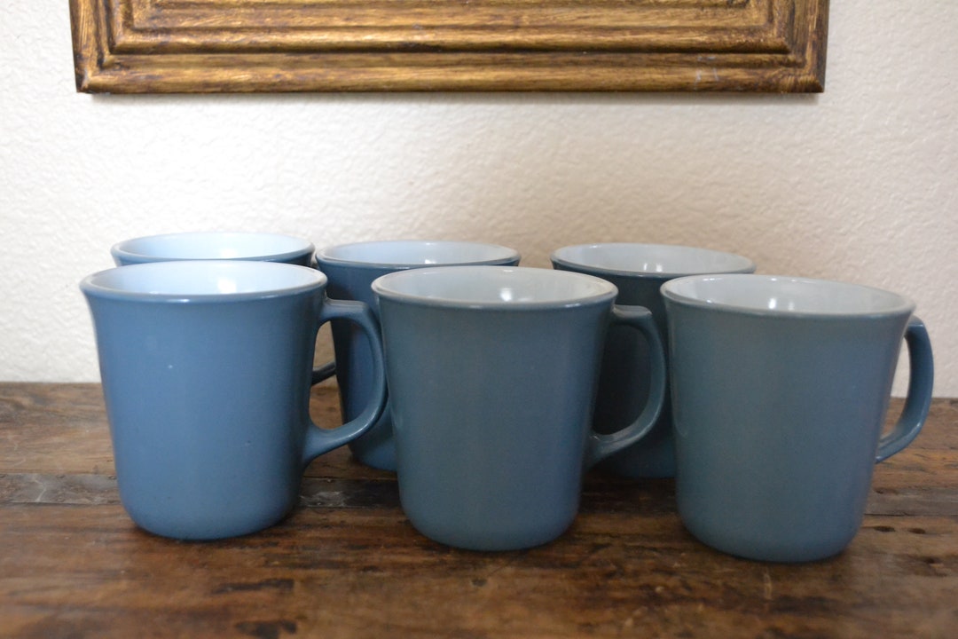Corning Ware Pyrex Blue Milk Glass Cups - Set of 6 - Etsy