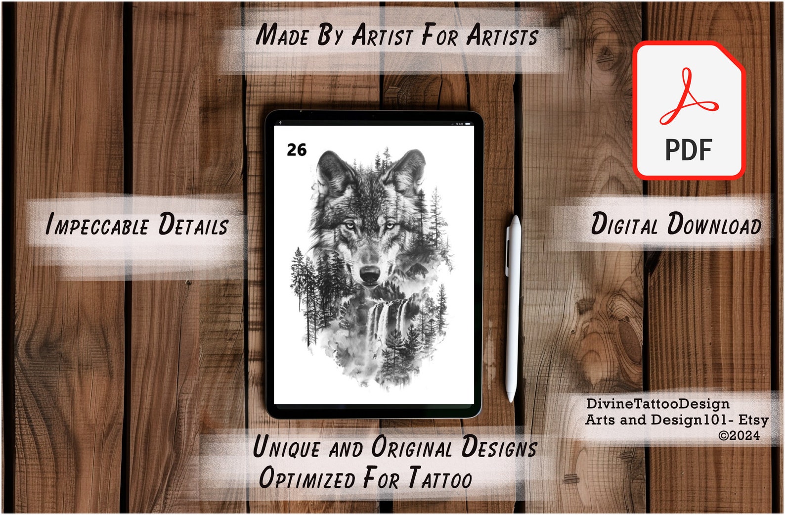 Realistic Wolf Tattoo Flash Designs – 82+ Stencils, Outlines (digital ...
