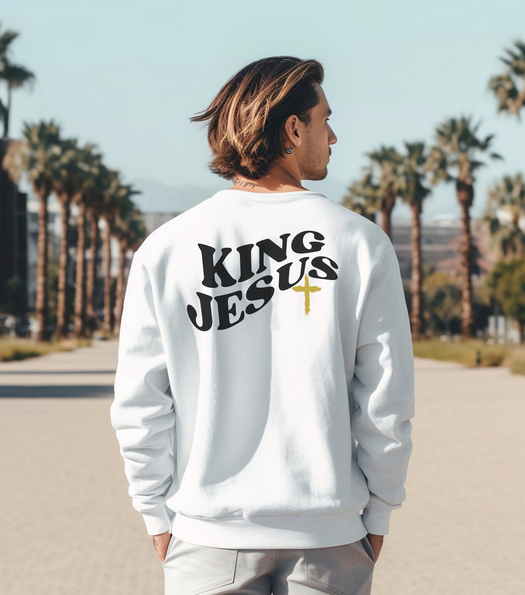 King Jesus Christian Sweatshirt for Men, Bible Verse Crewneck ...