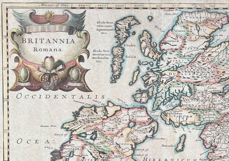 1722 Britannia Romana Antique Map by Robert Morden Roman Britain ...