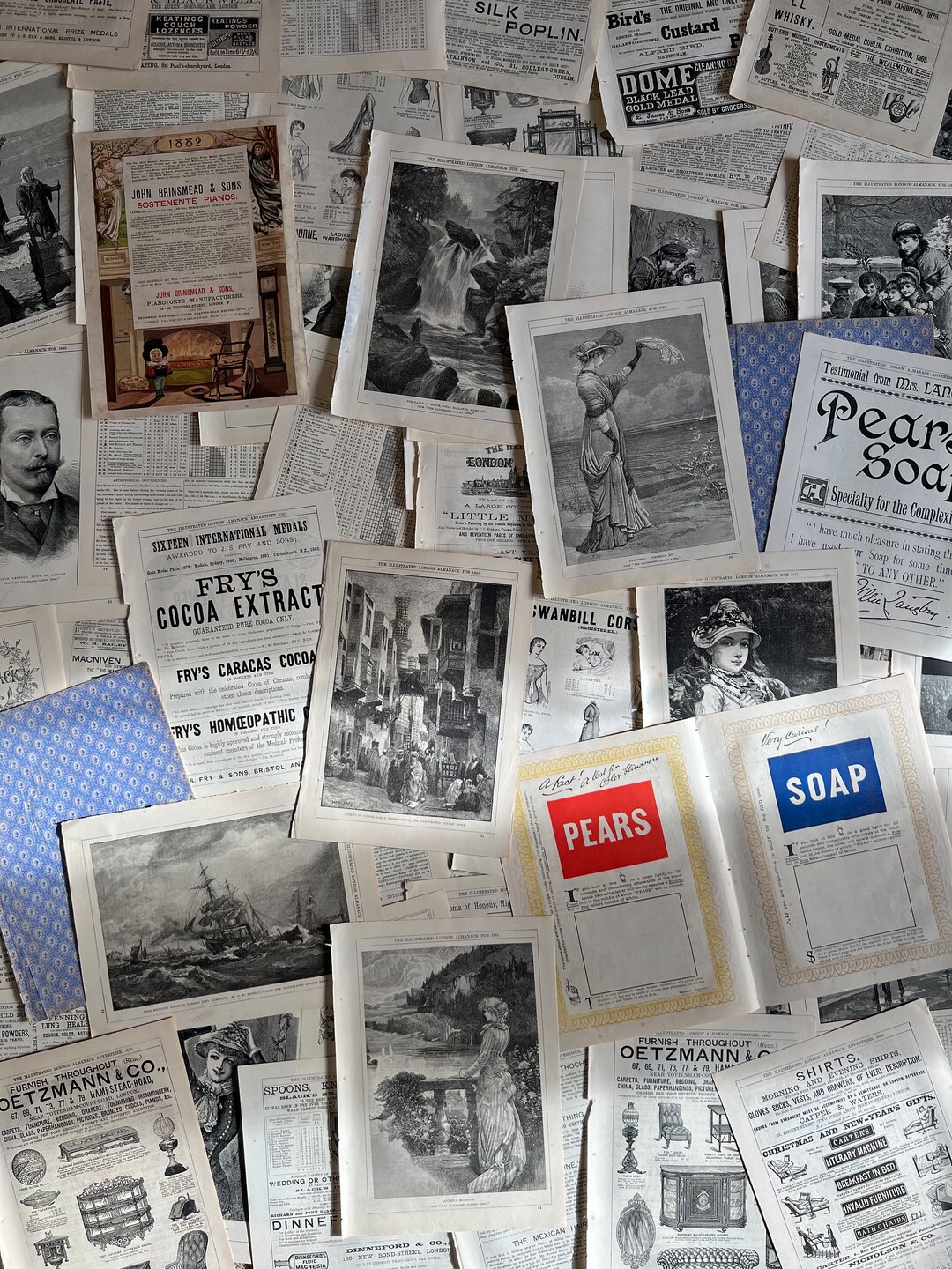 Bundle of 30 Original Illustrated London Almanac Pages From 1872-1874 ...