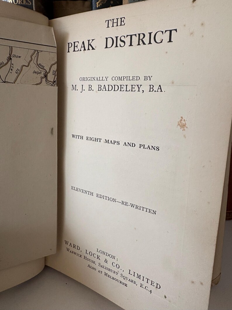Vintage Baddeley's Peak District Guide Book: 11th Edition, Wartime Map ...