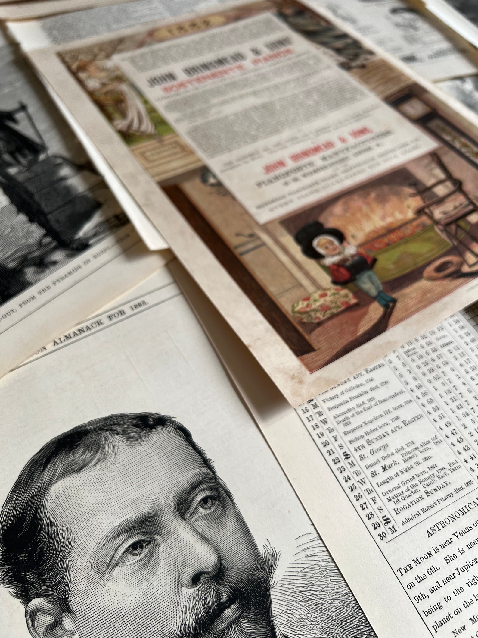 Bundle of 30 Original Illustrated London Almanac Pages From 1872-1874 ...