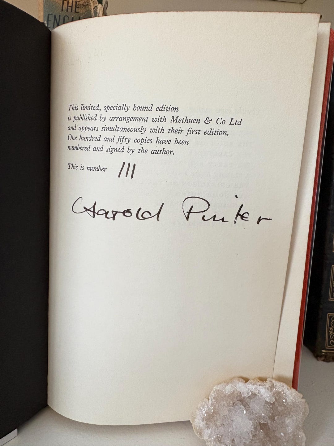 Harold Pinter: Signed 'old Times' First Edition (111/150) Hardback Book ...