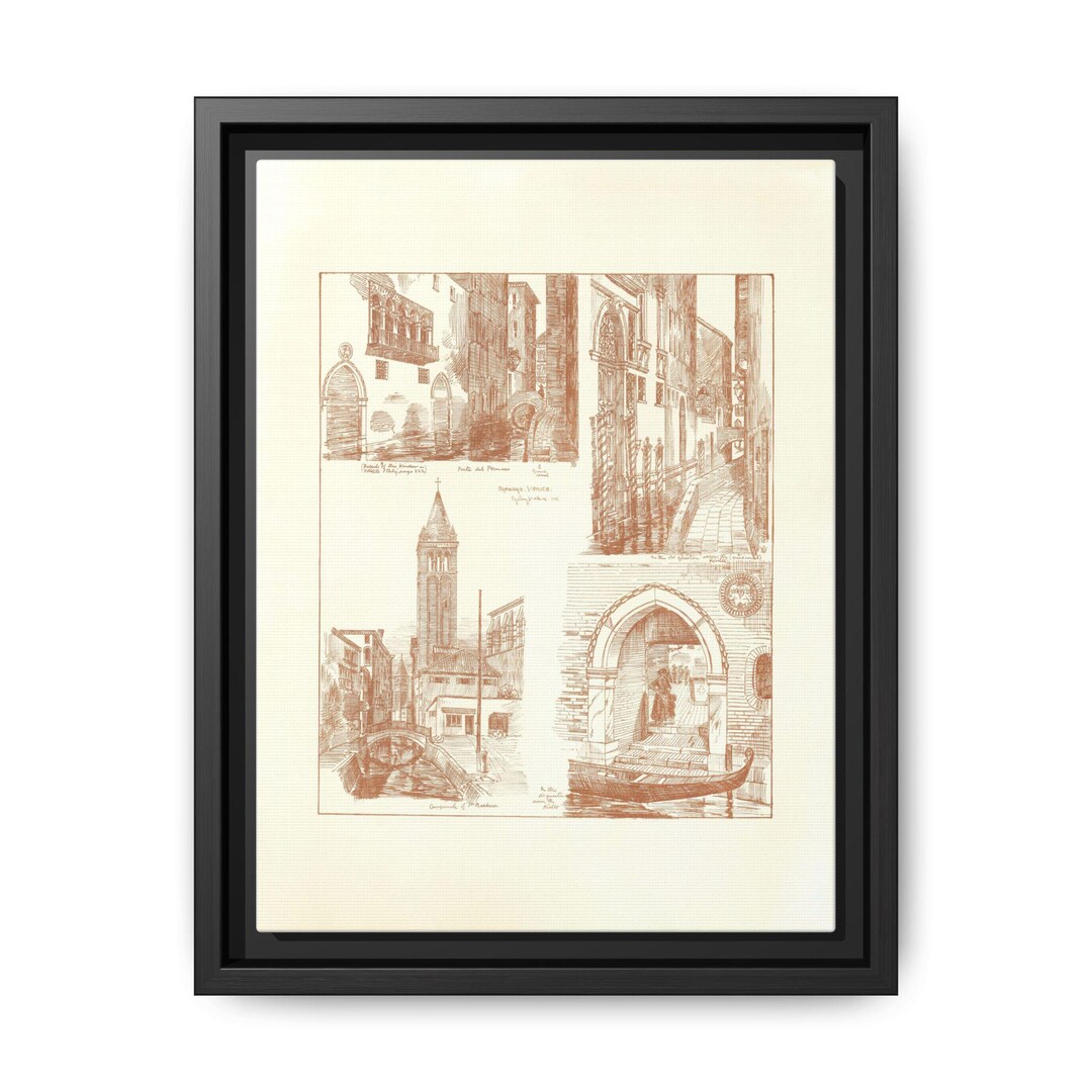 Vintage Architecture Sketch Art, Framed Architecture Canvas, Ink ...