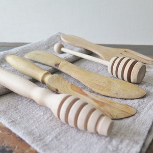 Set of 5 Wood Butter Jam Knives Vintage Wooden Cheese Spreaders Wood ...