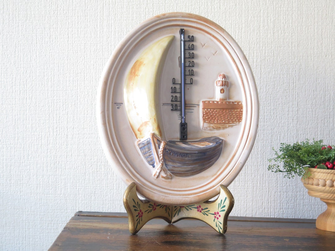 Ceramic Plaque With Thermometer, Vintage Indoor Wall Decor Wall Hanging ...