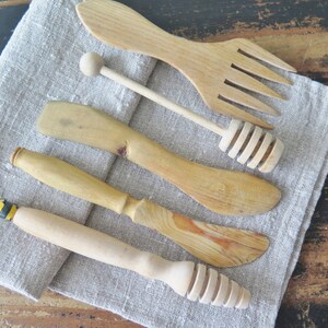 Set of 5 Wood Butter Jam Knives Vintage Wooden Cheese Spreaders Wood ...