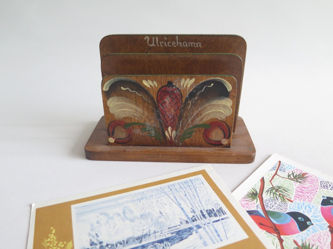 Wooden Letter Holder Retro Mail Organizer Desk Accessory, Vintage Hand ...