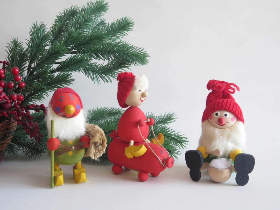 Swedish Wooden Gnome Figurine, Wooden Christmas Figurines Gnomes ...