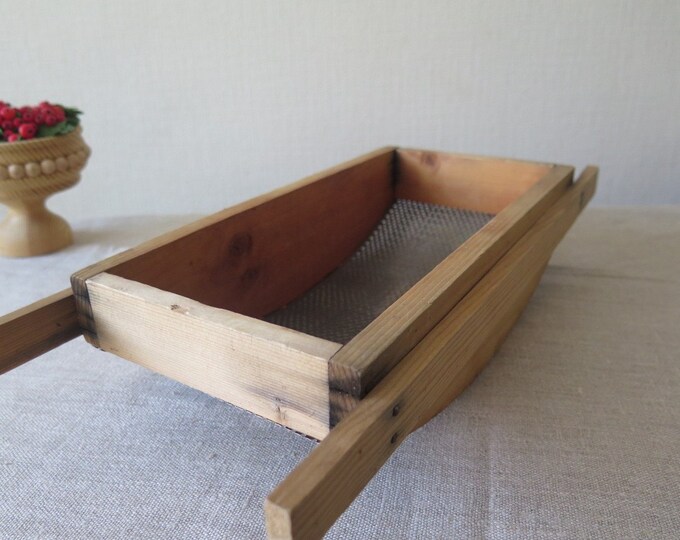 Vintage Wood Metal Sieve Vintage Scandinavian Wooden Sieve Rustic ...