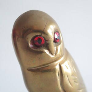 Brass Owl Figurine Red Eyes, Brass Owl Statue Collectible Retro ...