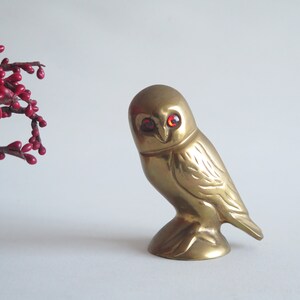 Brass Owl Figurine Red Eyes, Brass Owl Statue Collectible Retro ...