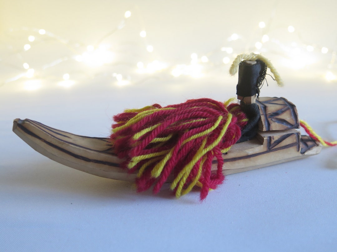 Vintage Saami Lapland Folk Doll in Wooden Boat Souvenir Doll in ...