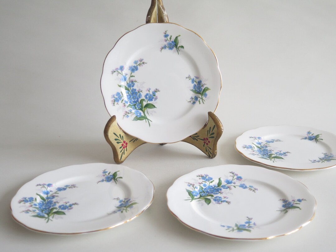 Royal Albert Forget-me-not Cake Dessert Plates, English Bone China ...