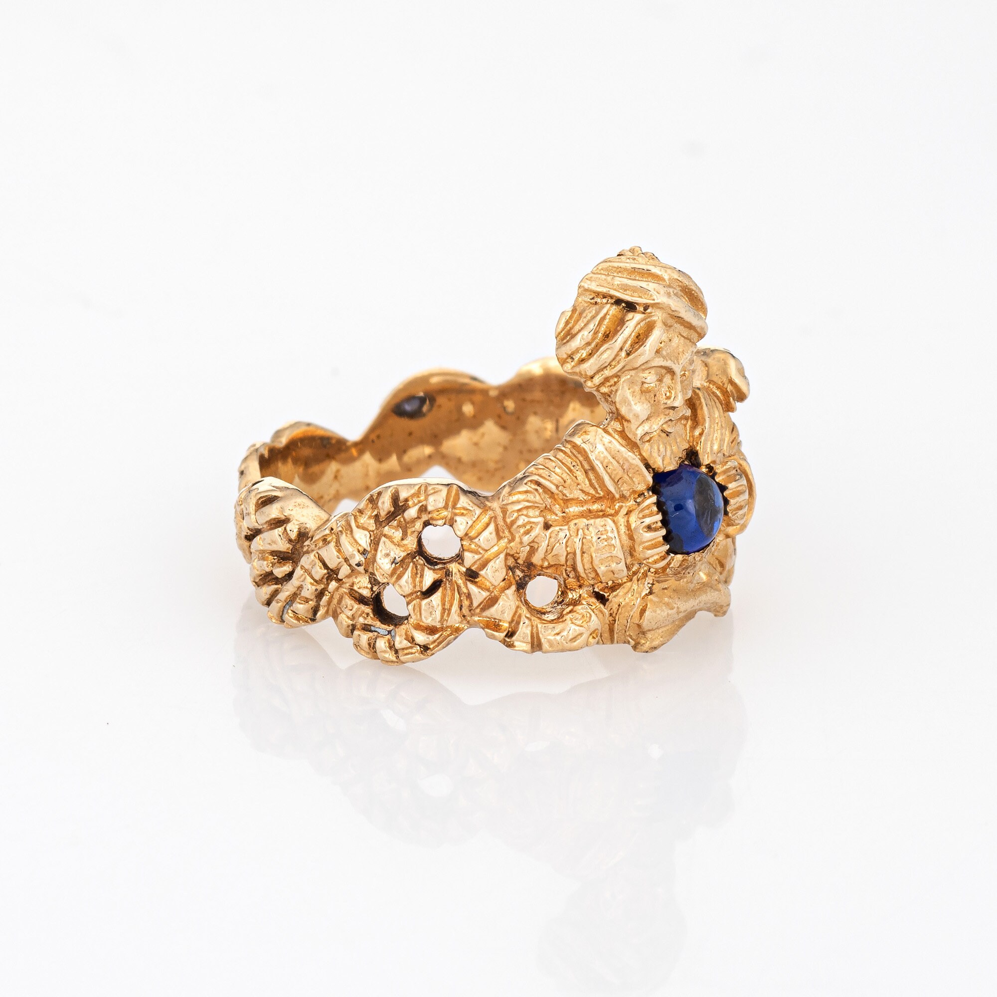 Vintage Snake Charmer Ring Sapphire Orb Fortune Teller Gypsy Mystical ...