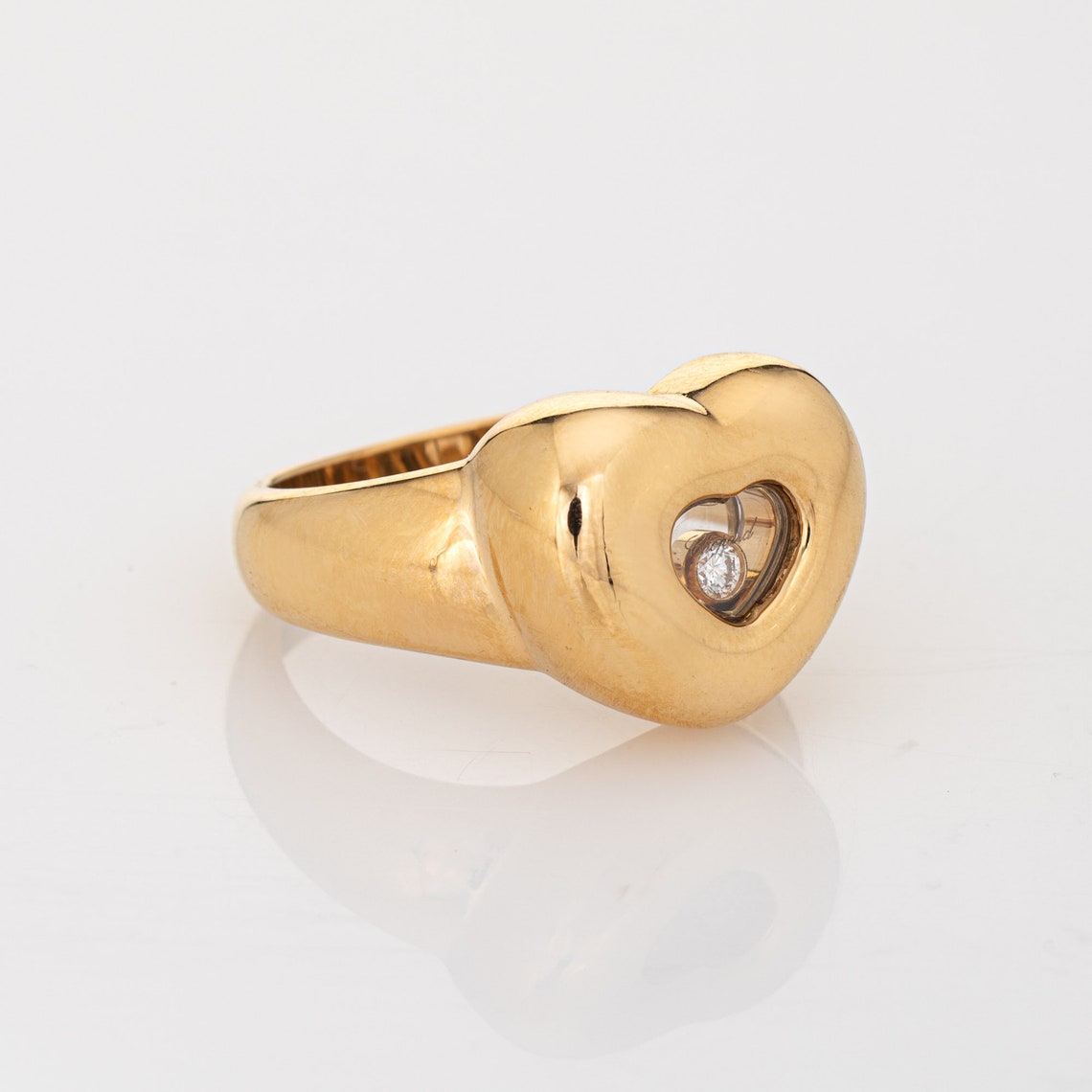 Chopard Floating Diamond Heart Ring Sz 6.25 18k Yellow Gold - Etsy