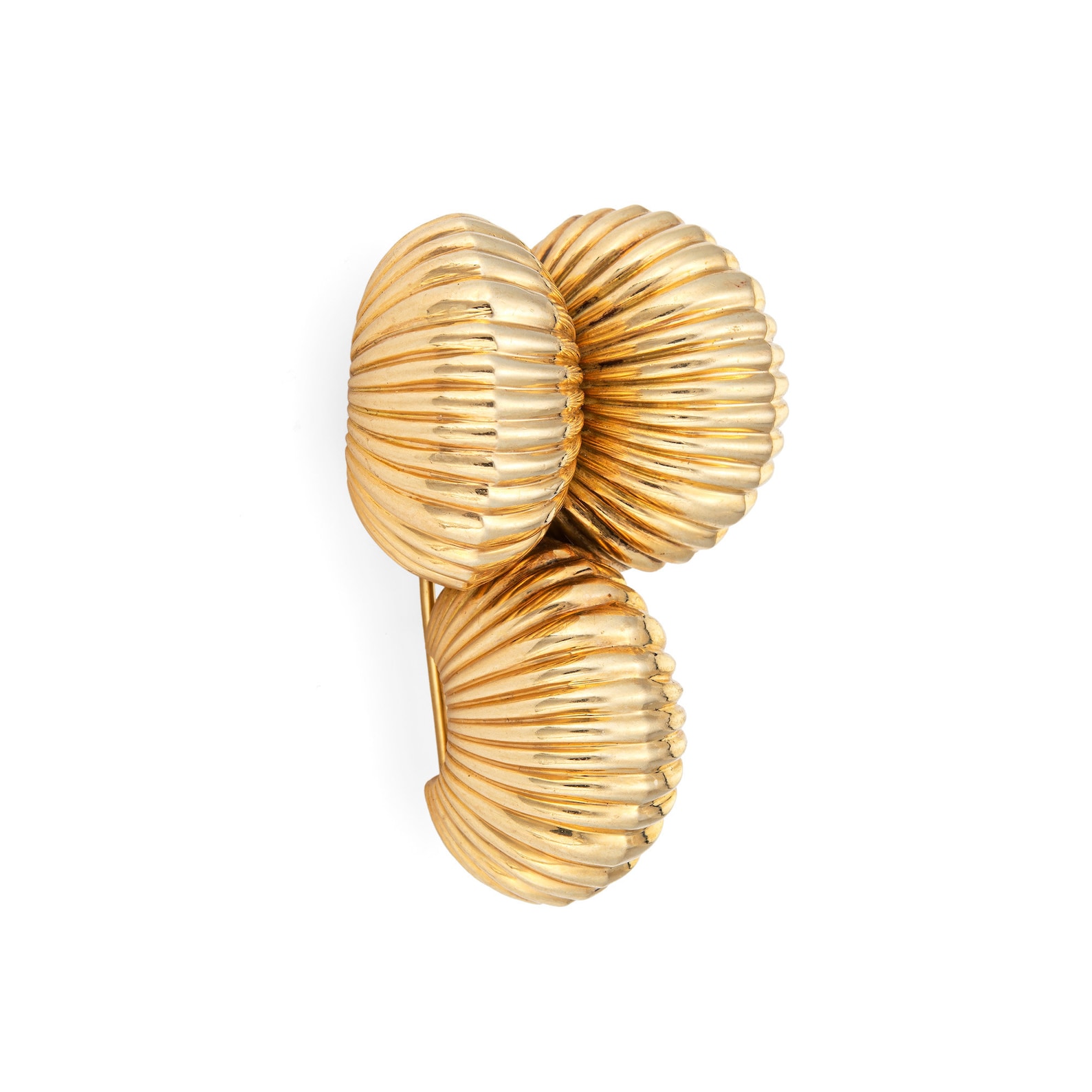 Vintage Cartier Brooch C1945 Bombe Fluted Dome Pin 14k Gold Shell ...