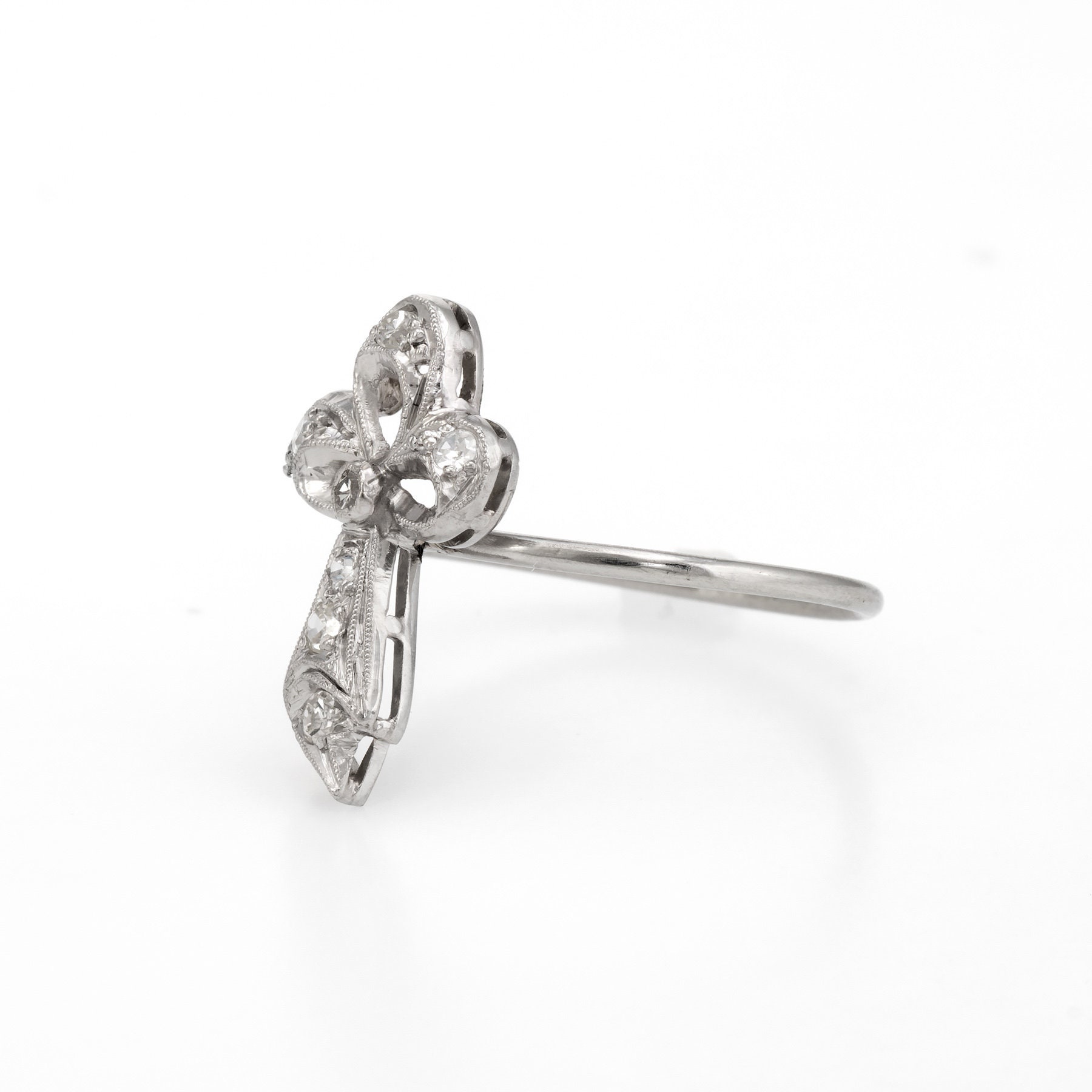 Antique Clover Conversion Ring Art Deco Diamond 14k White Gold - Etsy