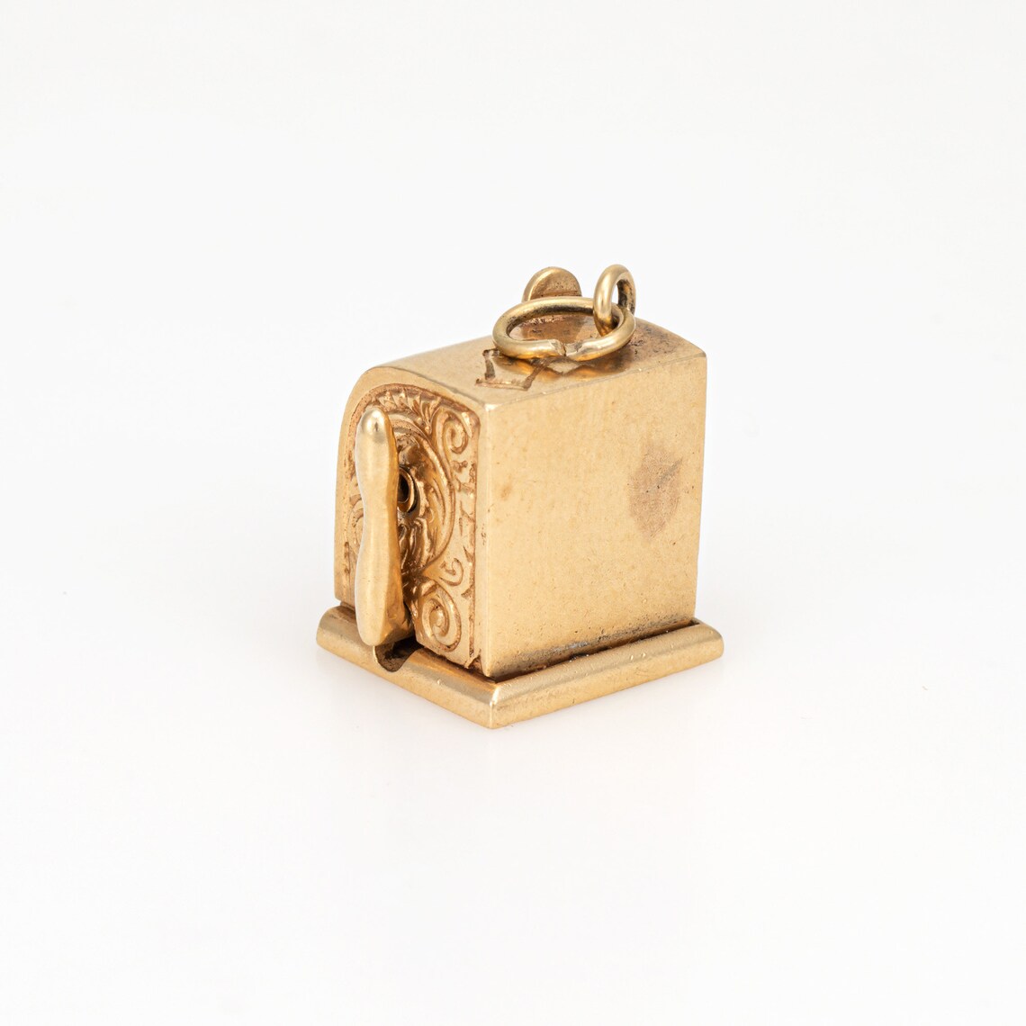 Vintage Slot Machine Charm Moves 14k Yellow Gold Pendant Fine Gambling ...