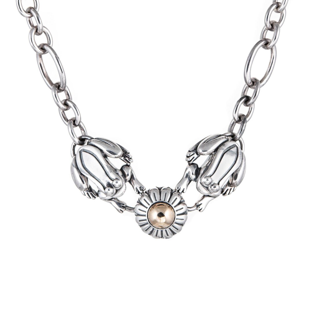 Barry Kieselstein Cord Frog Necklace Choker Sterling Silver 14k Gold 17 ...