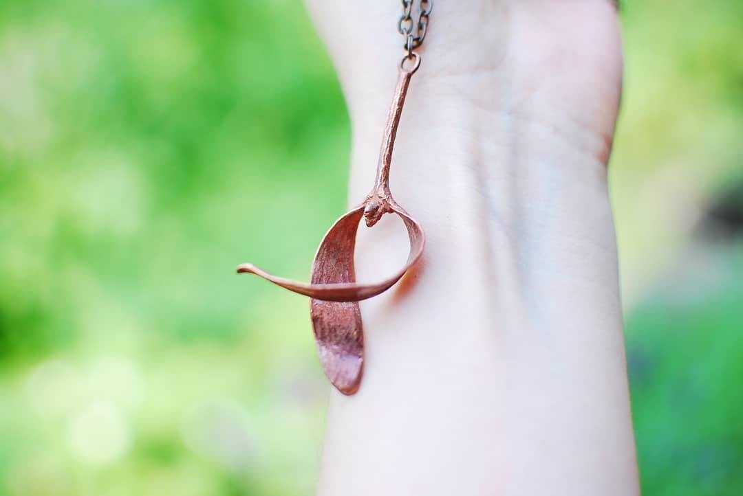 Copper Electroformed Real Mistletoe Leaf Pendant Botanical Necklace ...
