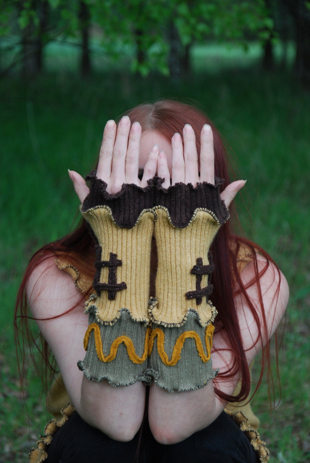 Recycled Wool Fabric Mittens Fingerless Gloves Arm Warmers - Etsy