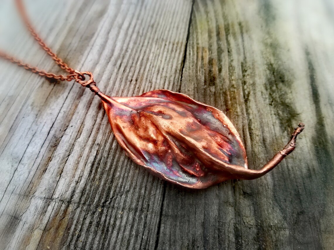 Copper Real Peace Lily Flower Pendant Electroformed Botanical Necklace ...