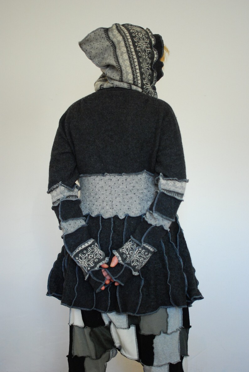 Recycled Hoodie Sweater Coat Fairy Pixie Elvish Upcycled Gypsy Hippie ...