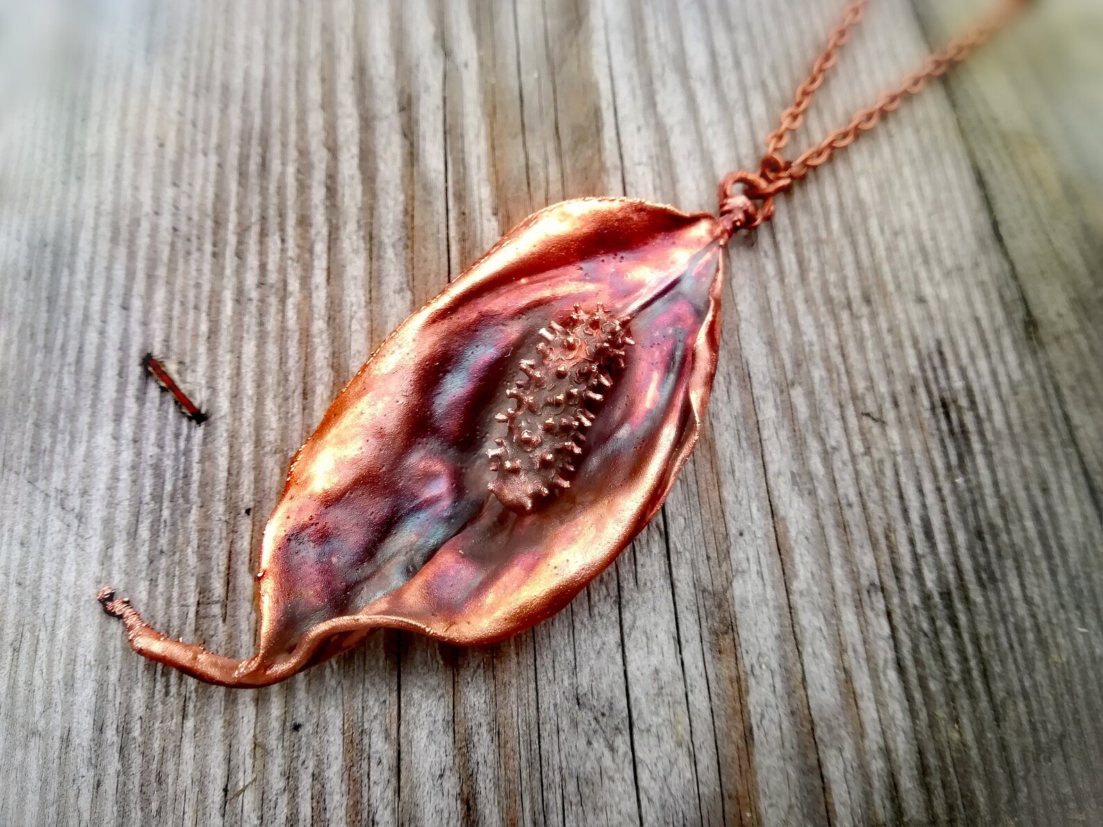 Copper Real Peace Lily Flower Pendant Electroformed Botanical Necklace ...